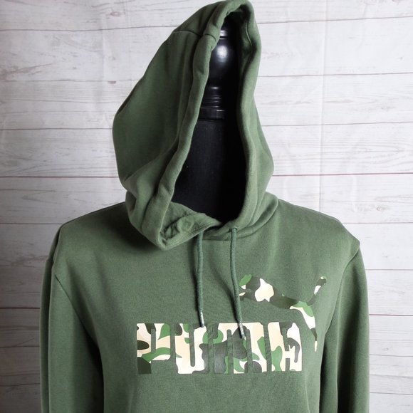 Puma | Shirts | Puma Camo Logo Fleece Pullover Hoodie Size S | Poshmark